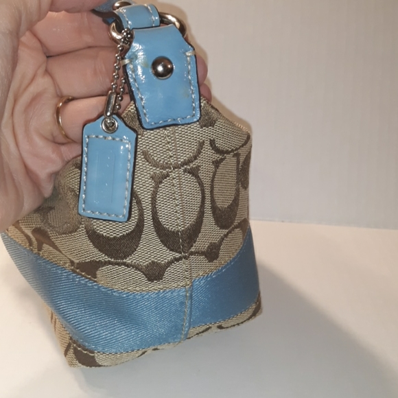 Coach | Bags | Like Newcoach Blue Signature Stripe Top Handle | Poshmark